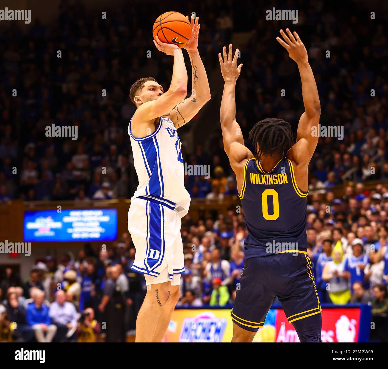 February 12, 2025: Duke forward Mason Gillis (18) shoots jumper over ...