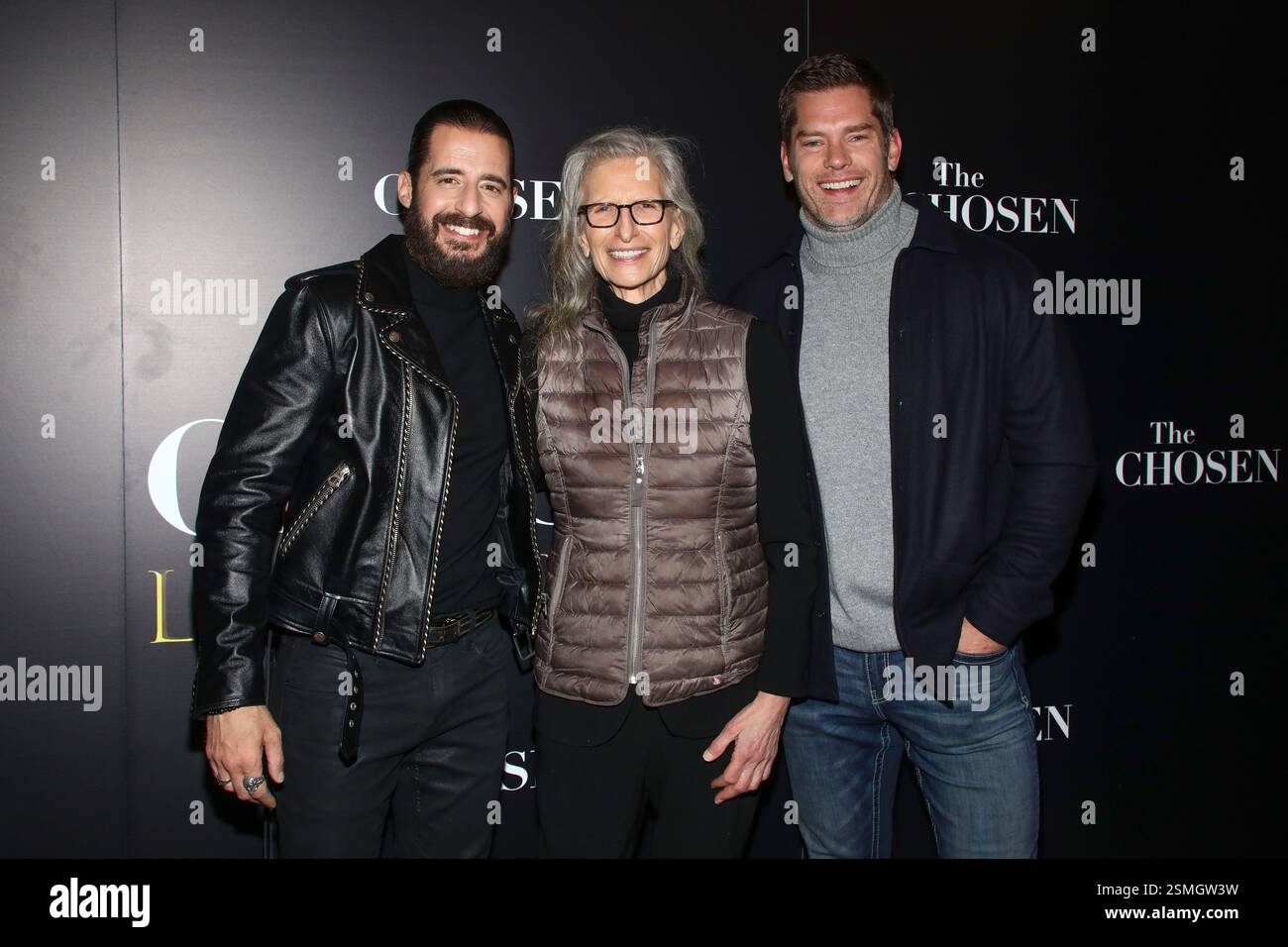 Actor Jonathan Roumie, from left, photographer Annie Leibovitz and ...