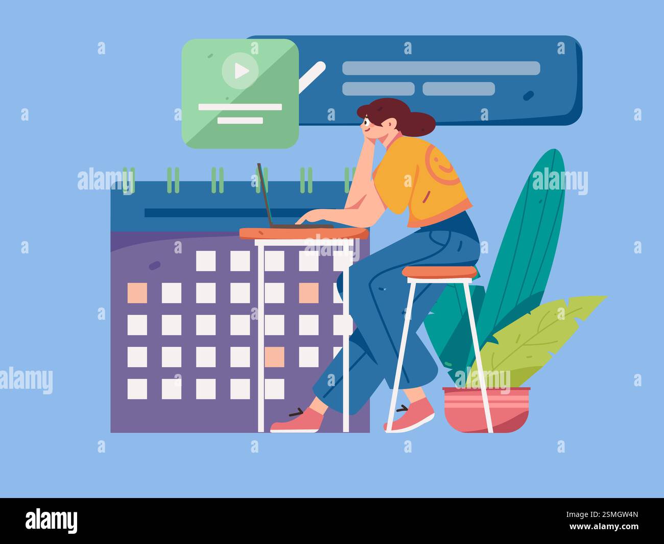 Notification announcement vector creative flat hand drawn illustration ...