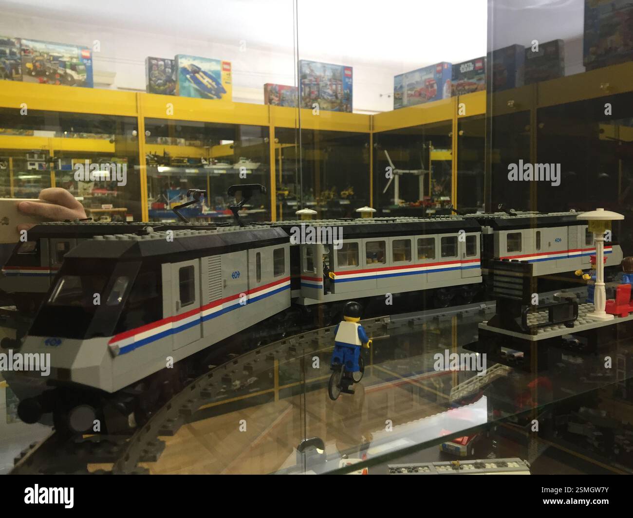 LEGO Train Display. Detailed model featuring various LEGO train sets ...