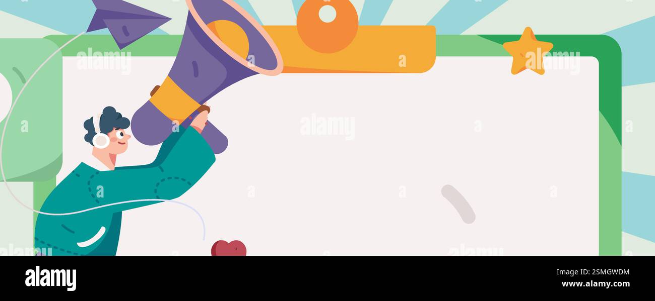 Notification announcement vector creative flat hand drawn illustration ...
