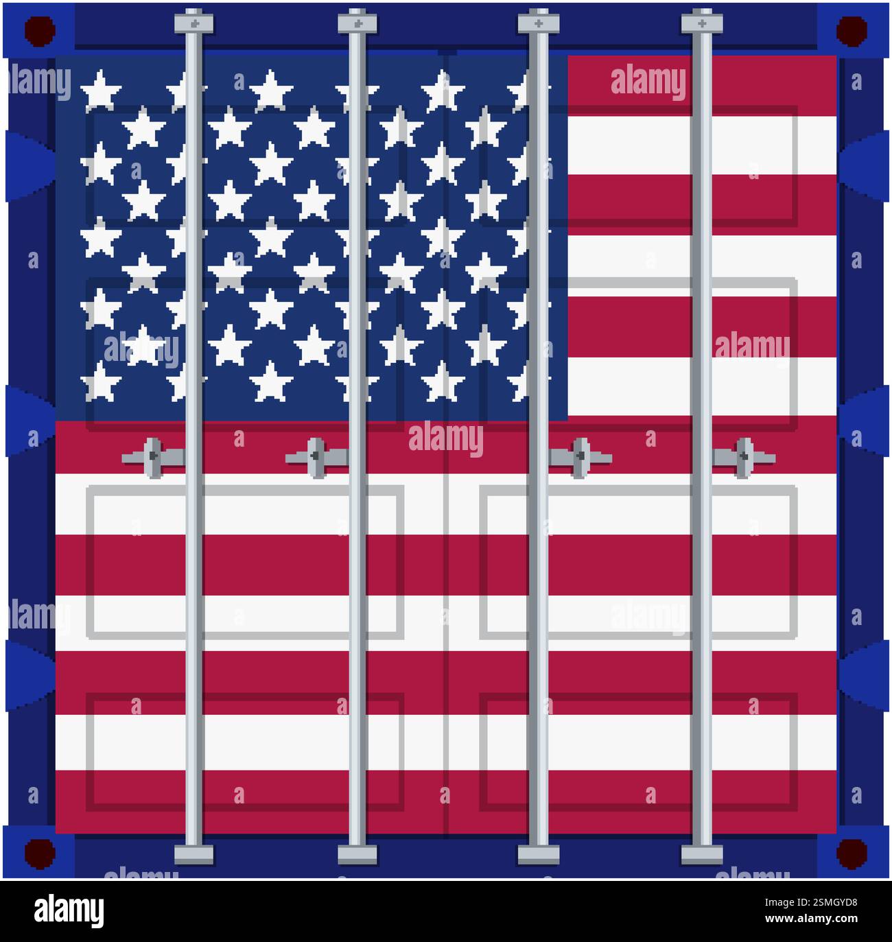 Illustration of a shipping container with US flag Stock Vector Image ...