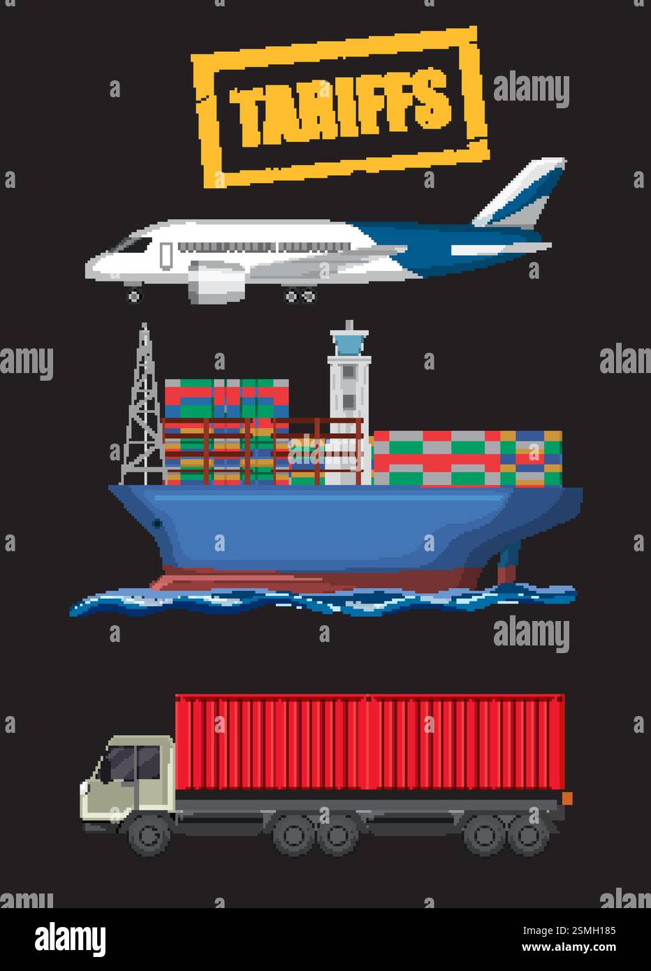 Airplane, ship, and truck symbolize international trade dynamics Stock ...