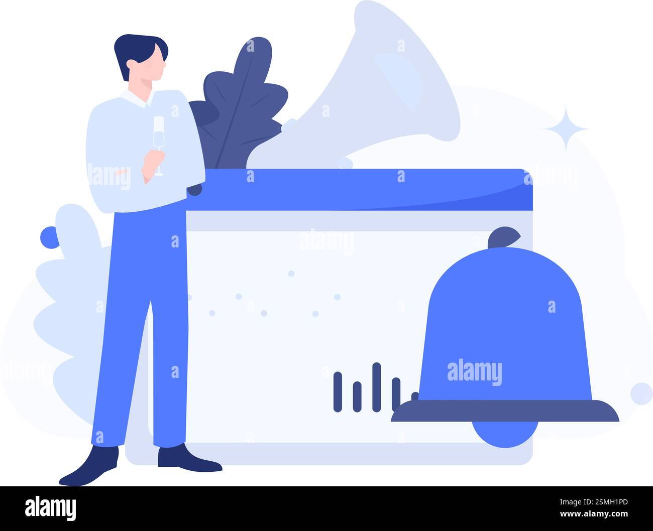 Notification announcement vector creative flat hand drawn illustration ...
