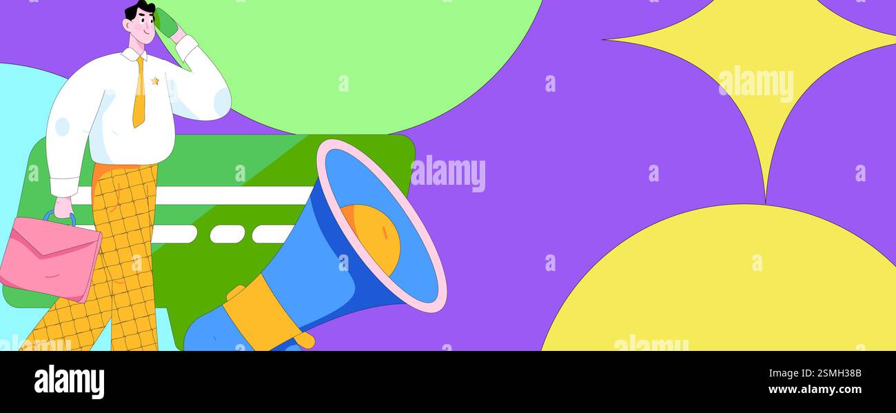 Notification announcement vector creative flat hand drawn illustration ...