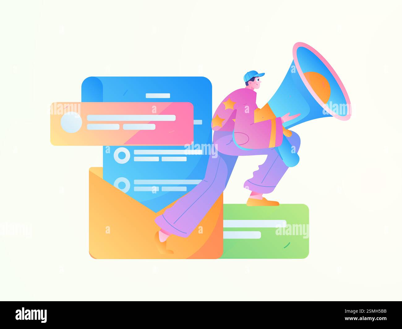 Notification announcement vector creative flat hand drawn illustration ...