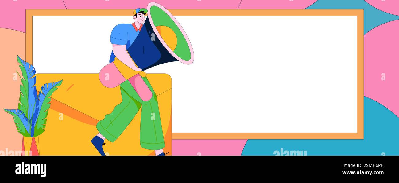 Notification announcement vector creative flat hand drawn illustration ...