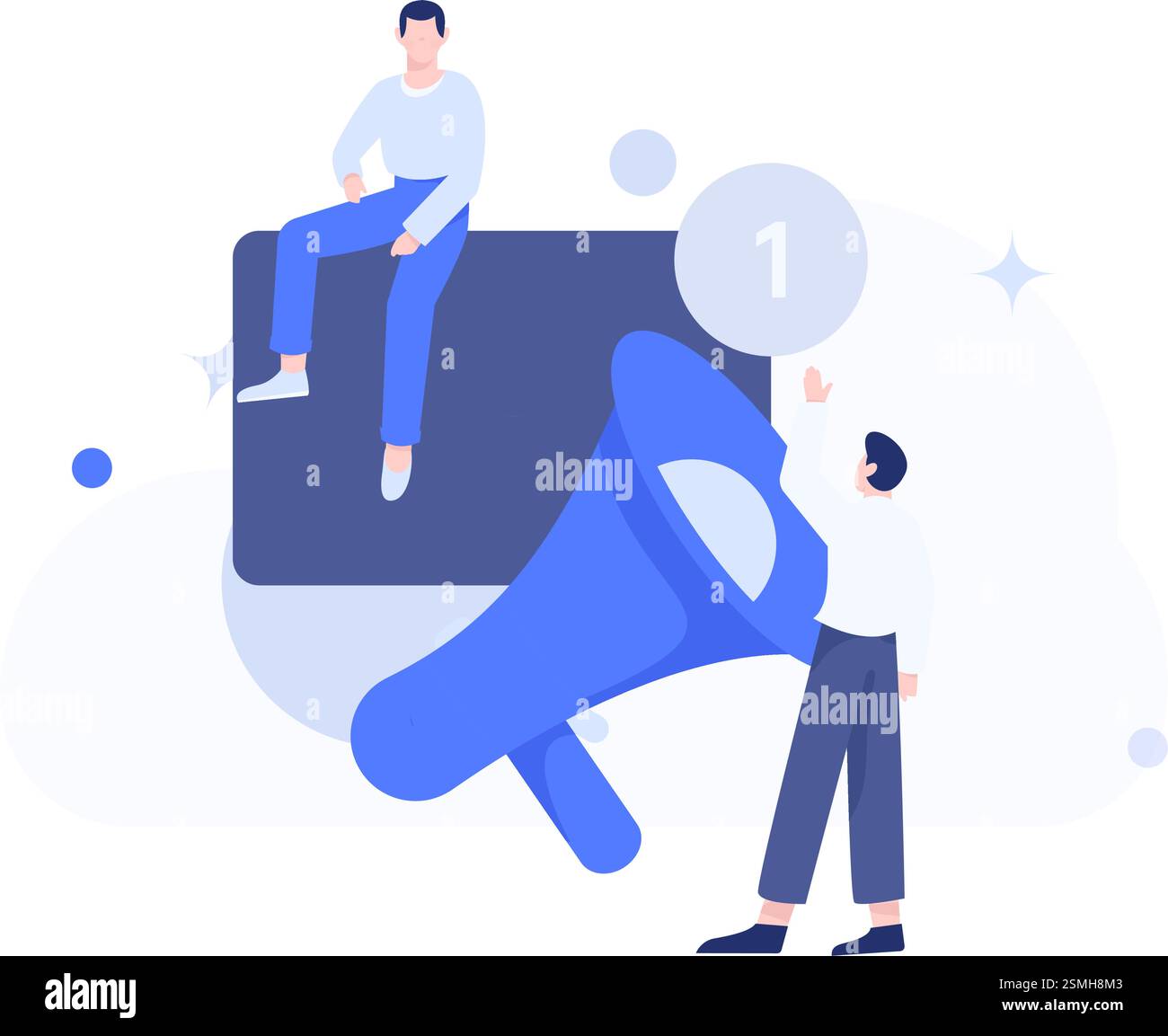 Notification announcement vector creative flat hand drawn illustration ...
