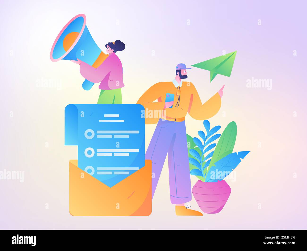Notification announcement vector creative flat hand drawn illustration ...
