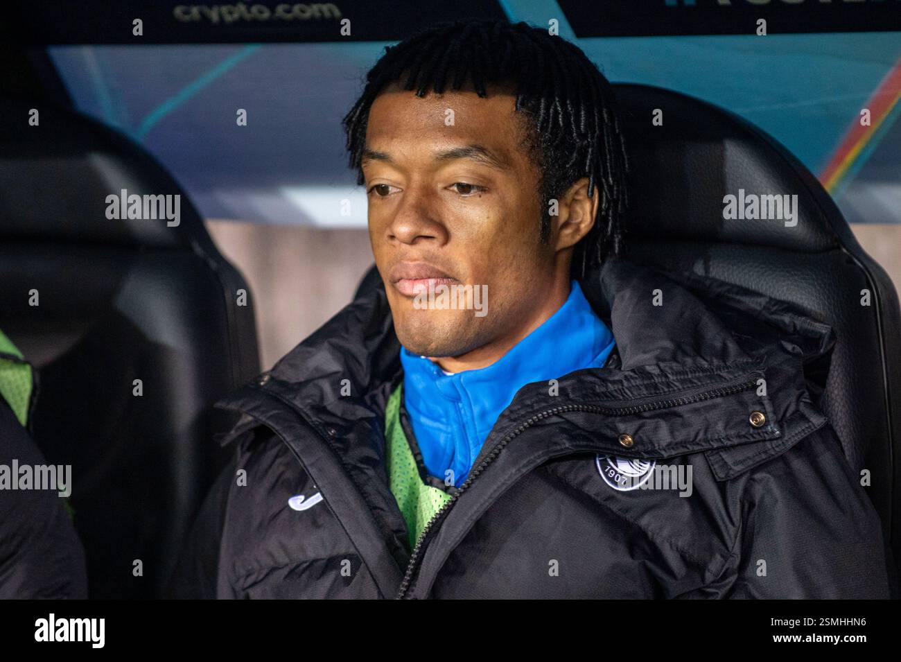 Bruges, Belgium. 13th Feb, 2025. Juan Cuadrado of Atalanta during the ...