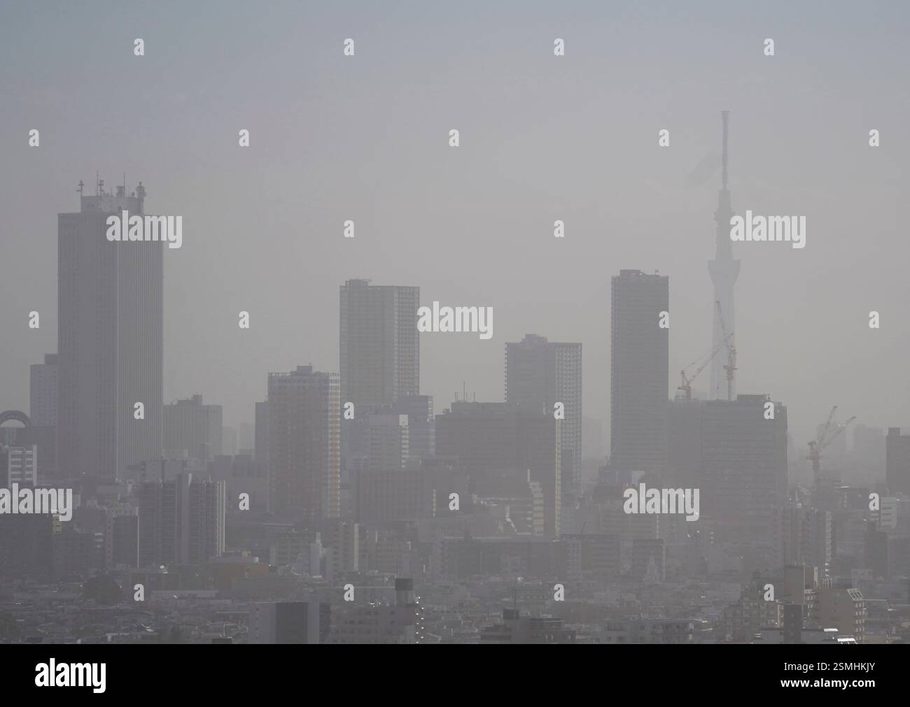 A photo shows Urban center hazed with dust due to strong winds in ...