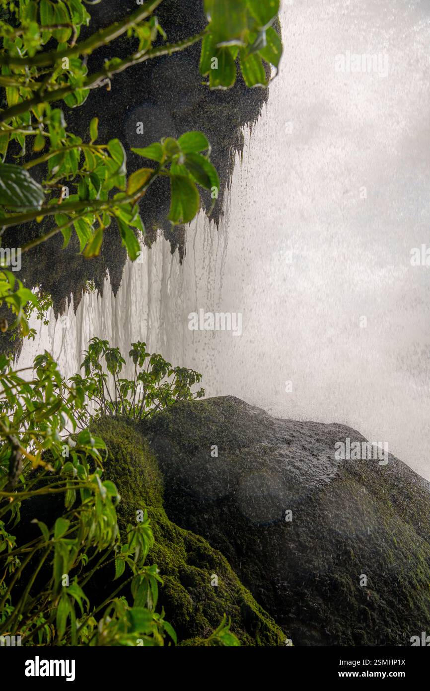 The view under Huangguoshu Waterfall in Guizhou Province, China, blue ...
