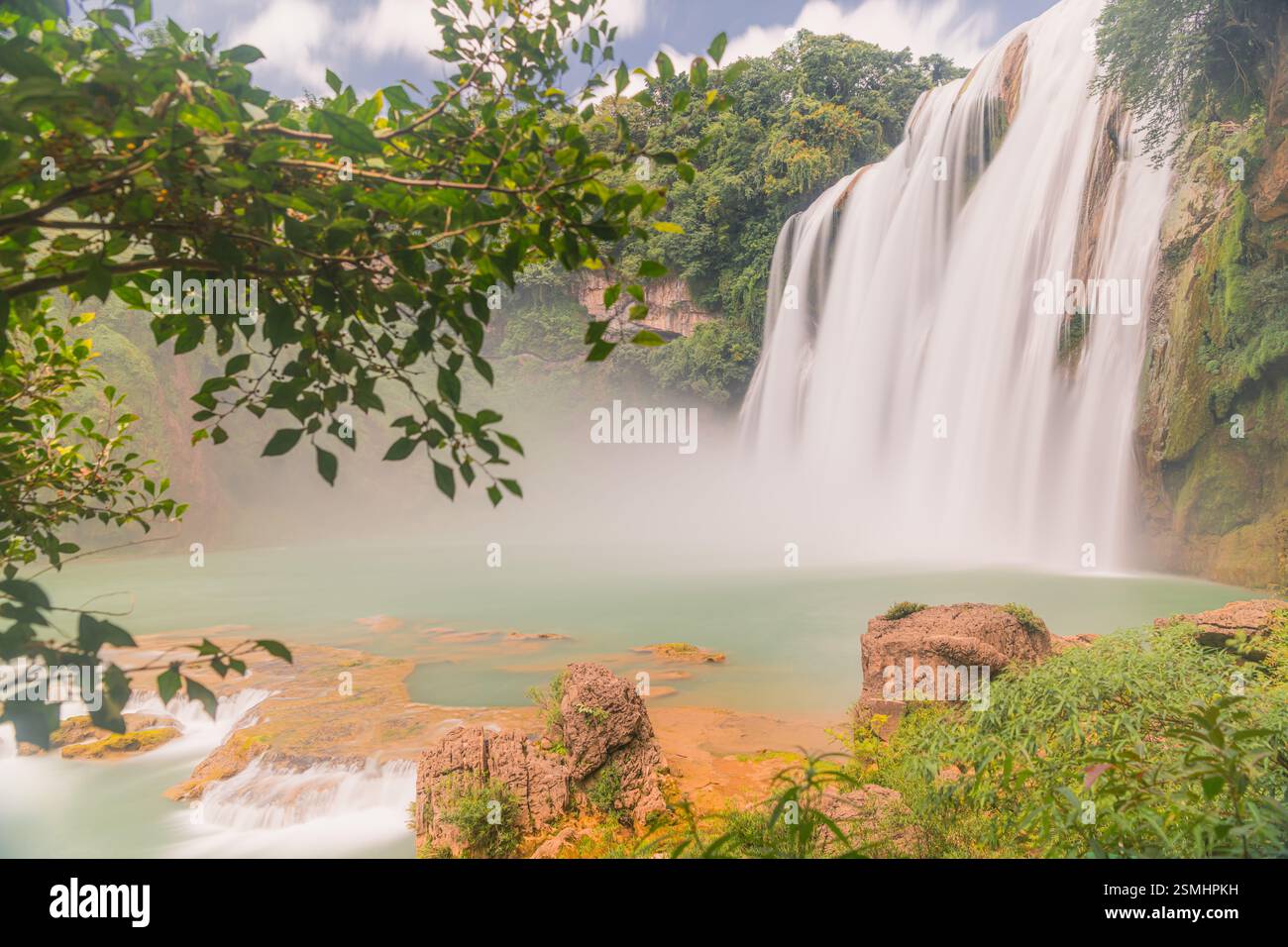 Beautiful scenery of Huangguoshu Waterfall shot on a long exposure ...