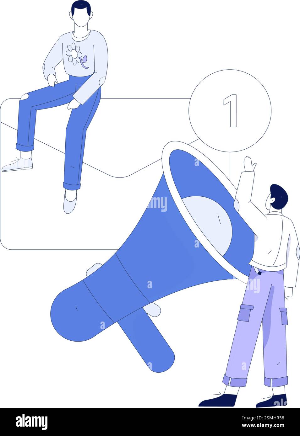 Notification announcement vector creative flat hand drawn illustration ...