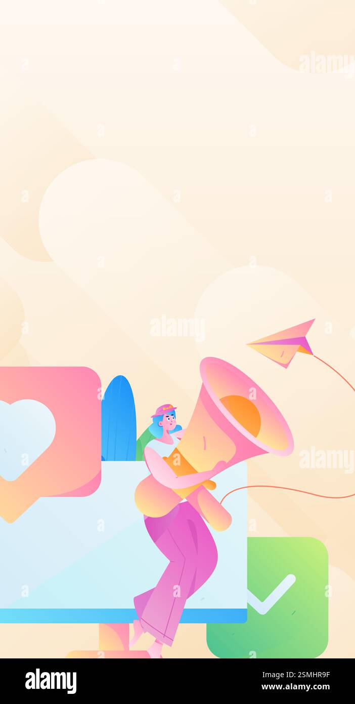 Notification announcement vector creative flat hand drawn illustration ...