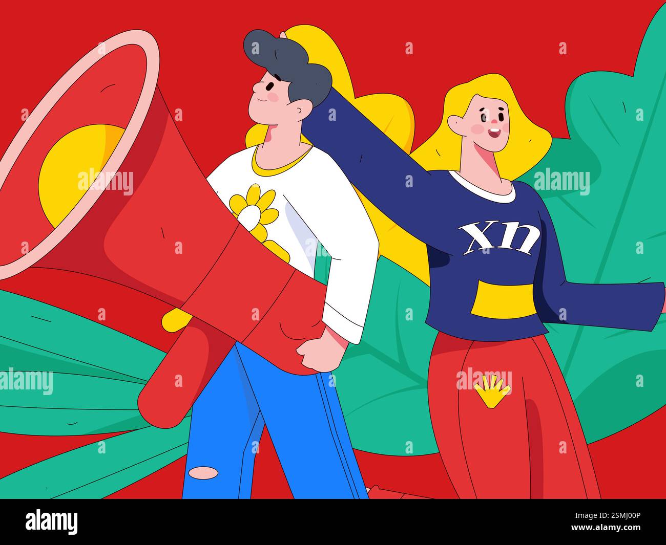 Notification announcement vector creative flat hand drawn illustration ...