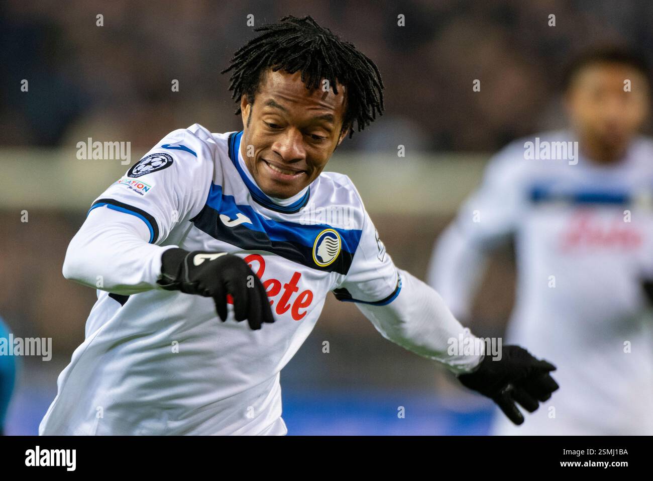 Bruges, Belgium. 13th Feb, 2025. Juan Cuadrado of Atalanta during the ...