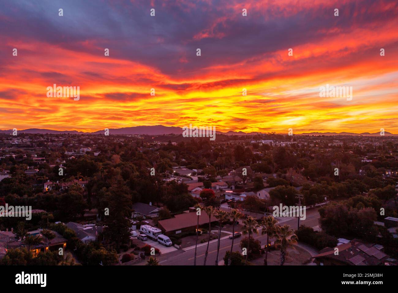 Vibrant sunrise over homes in Chula Vista, California Stock Photo - Alamy