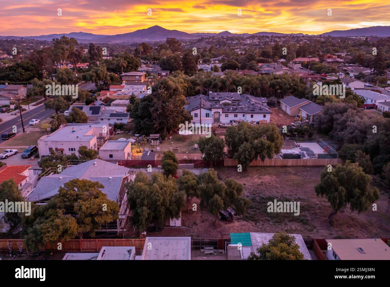 Vibrant sunrise over homes in Chula Vista, California Stock Photo - Alamy