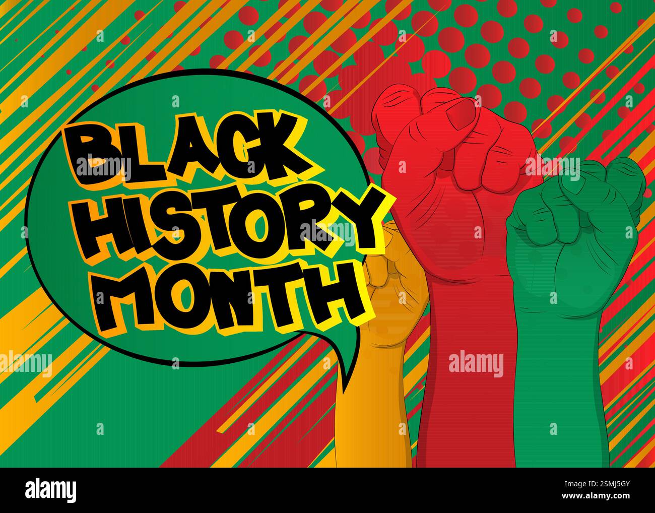 Cartoon Black History Month, comic book Celebration Poster. Retro ...