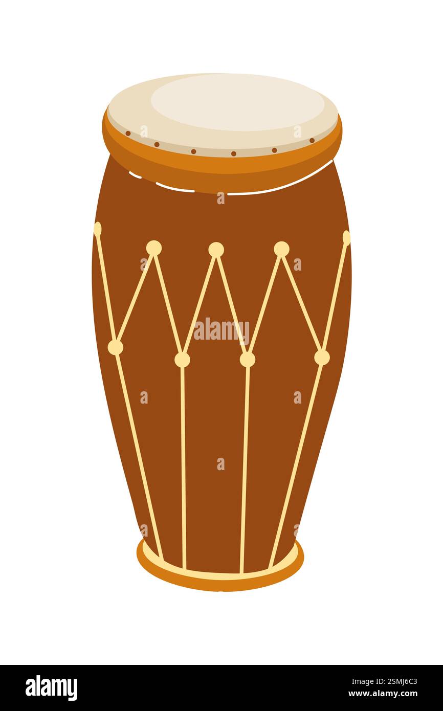 Traditional drum showcased in a bright artistic illustration Stock ...