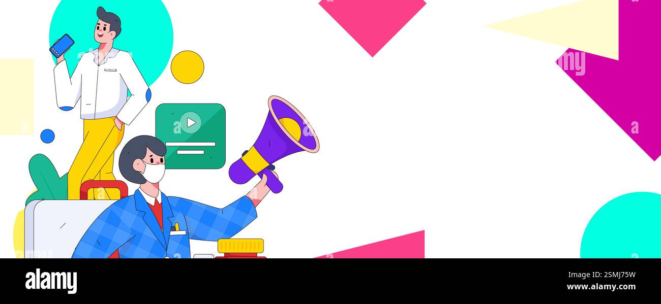 Notification announcement vector creative flat hand drawn illustration ...