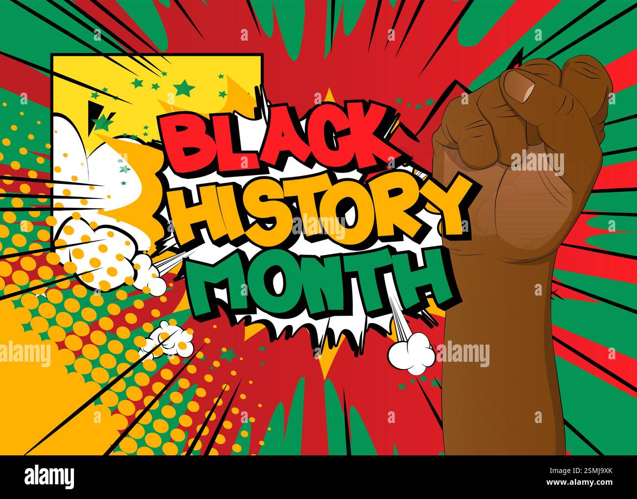 Cartoon Black History Month, comic book Celebration Poster. Retro ...