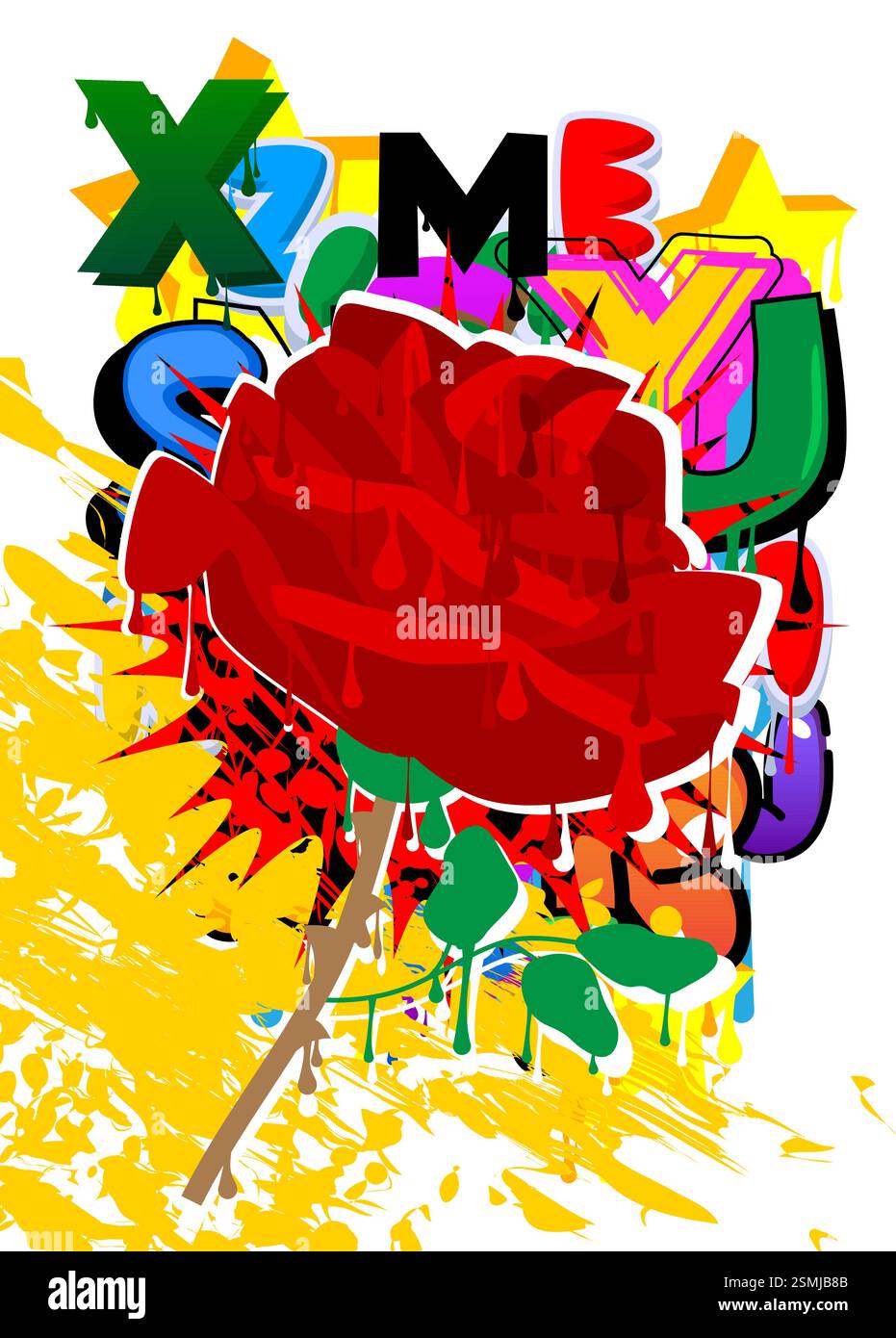 Rose graffiti. Abstract modern street art decoration performed in urban ...