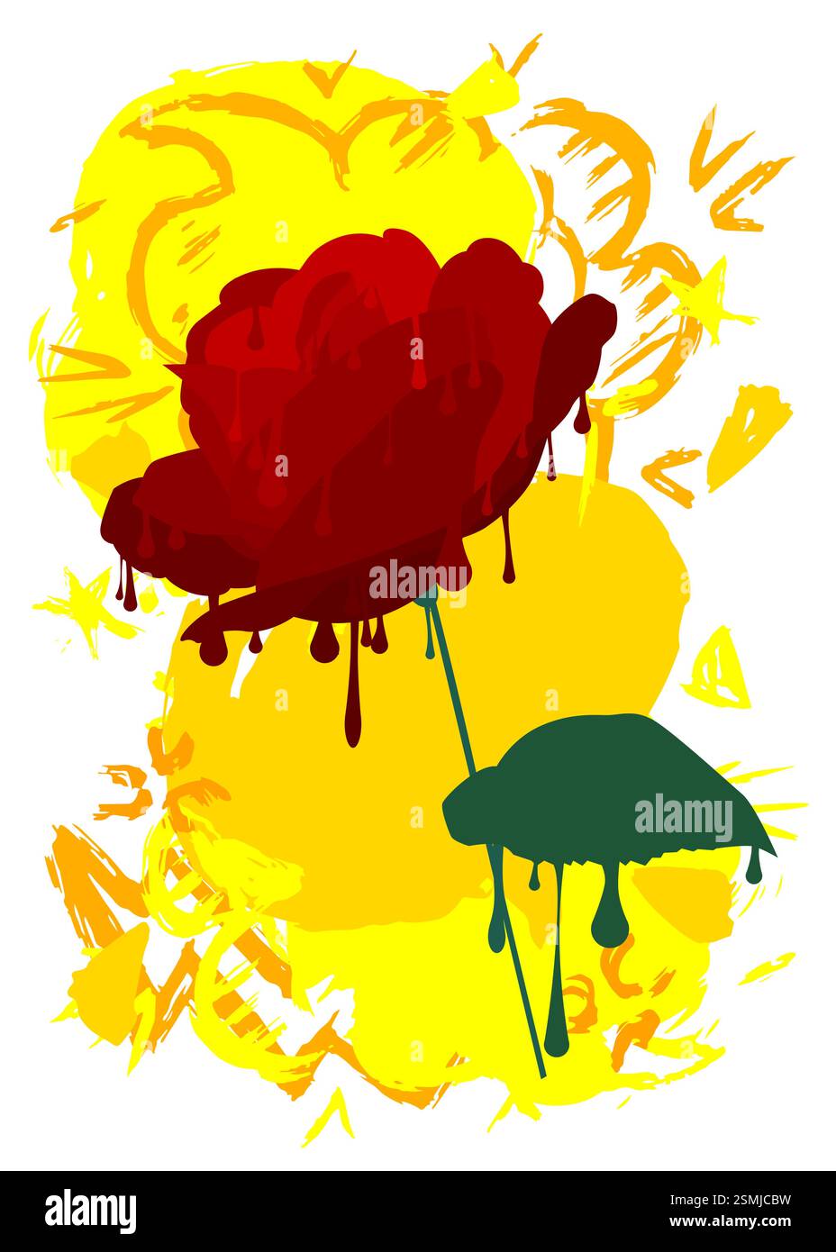 Rose graffiti. Abstract modern street art decoration performed in urban ...