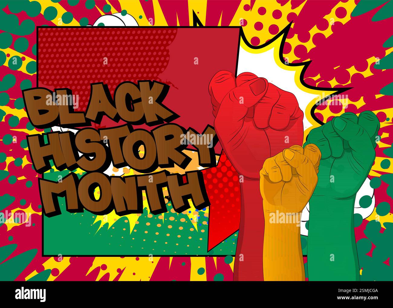 Cartoon Black History Month, comic book Celebration Poster. Retro ...