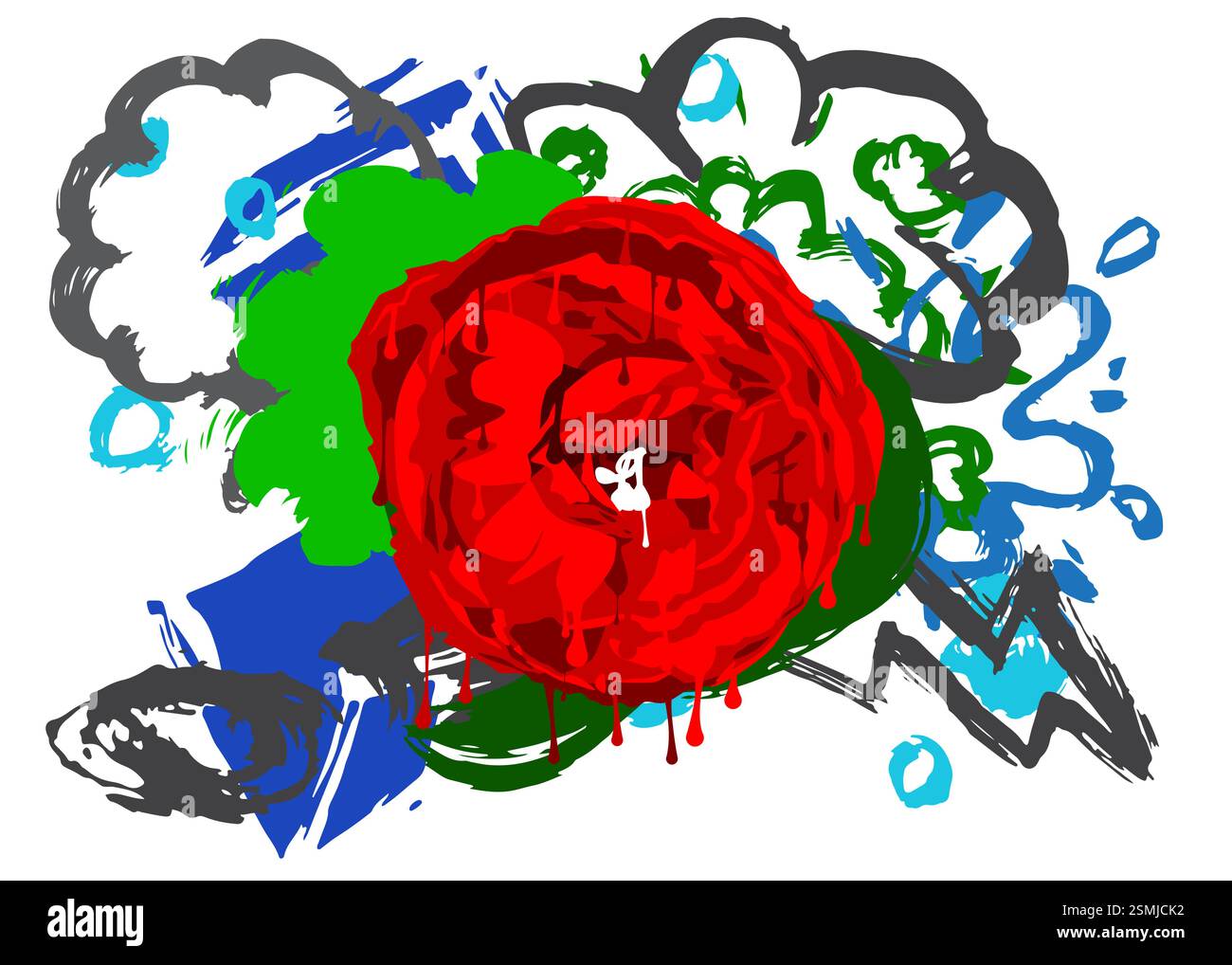 Rose graffiti. Abstract modern street art decoration performed in urban ...