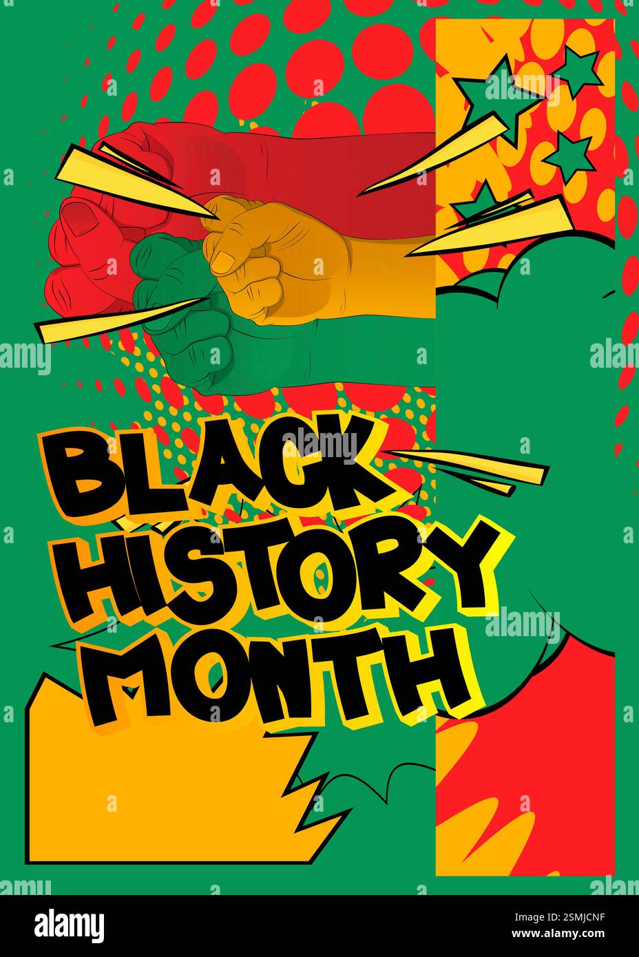 Cartoon Black History Month, comic book Celebration Poster. Retro ...