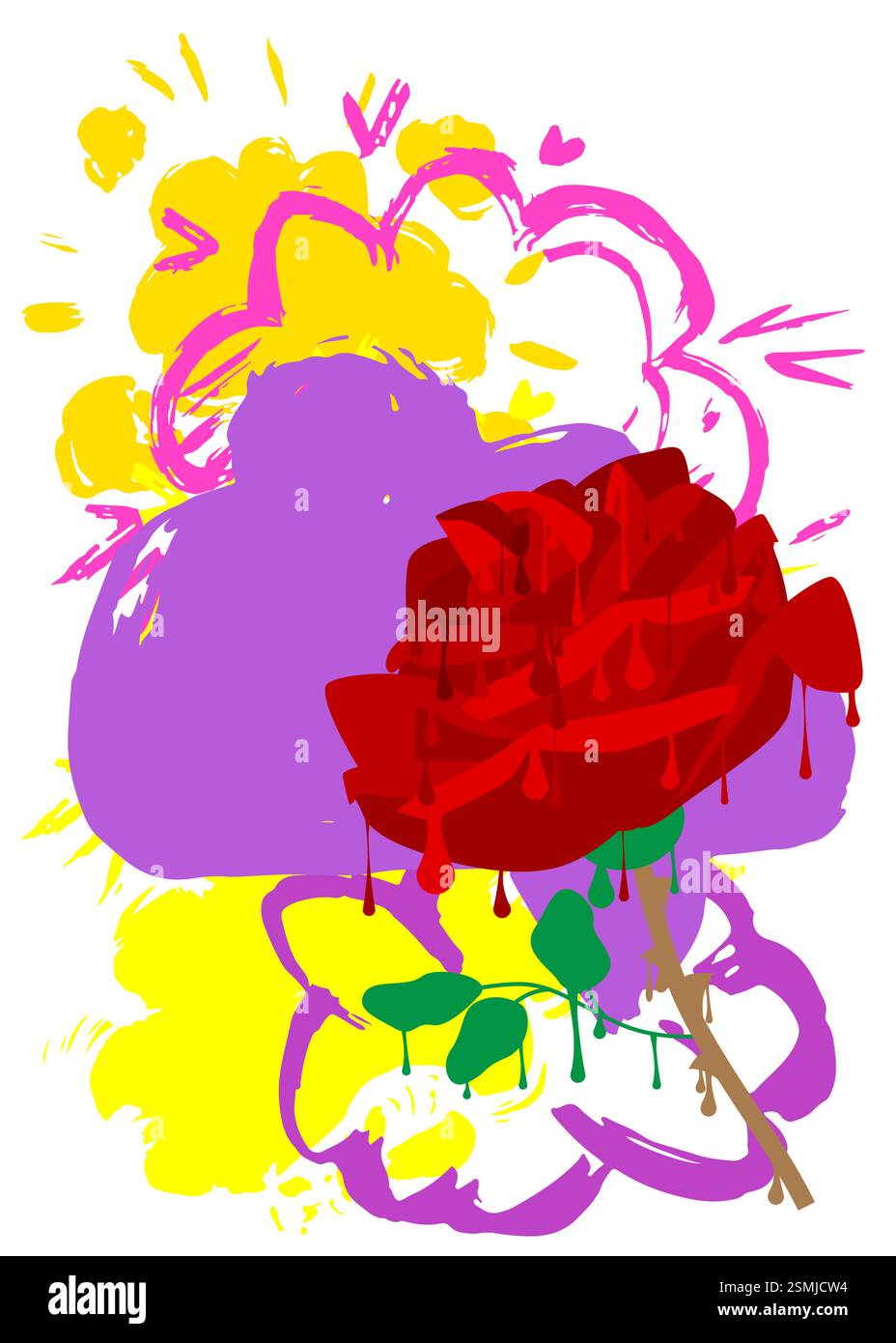 Rose graffiti. Abstract modern street art decoration performed in urban ...