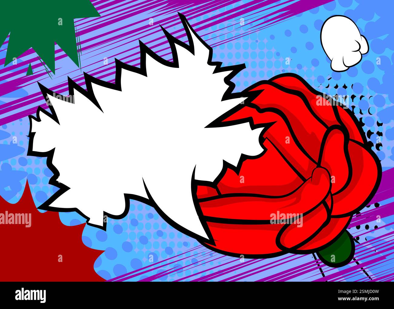 Cartoon Red Rose with blank speech bubble, comic book Flower background ...