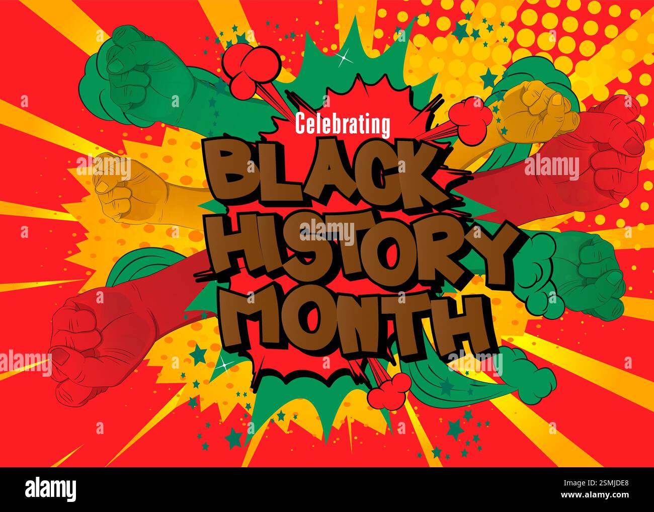 Cartoon Black History Month, comic book Celebration Poster. Retro ...