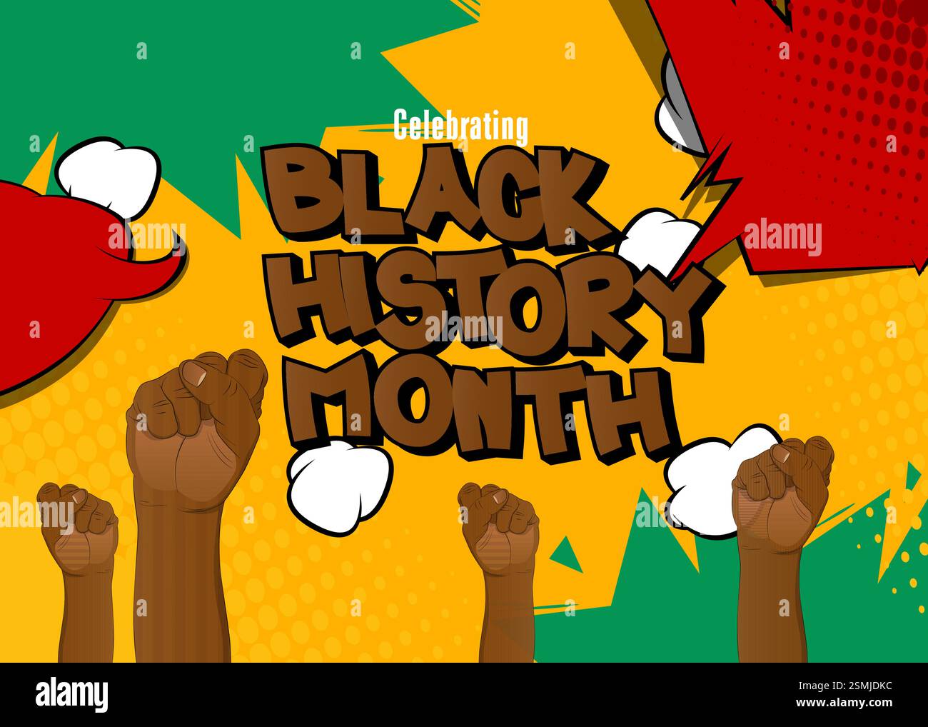 Cartoon Black History Month, comic book Celebration Poster. Retro ...