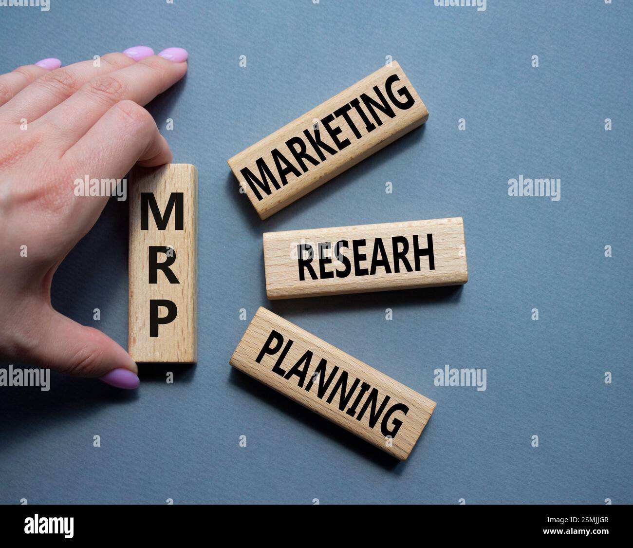 MRP - Marketing Research Planning symbol. Concept word MRP on wooden ...
