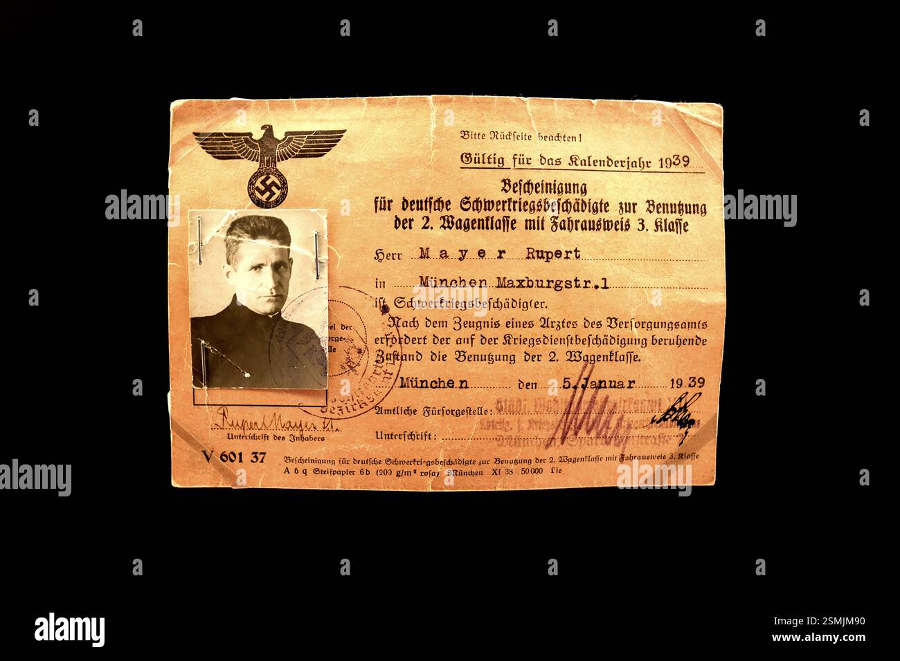 Father Rupert Mayer's 1939 arrest card; German Jesuit priest, leading ...