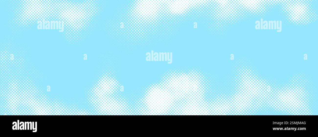 Dotted comic cloud background. White halftone clouds in sky. Pop art ...