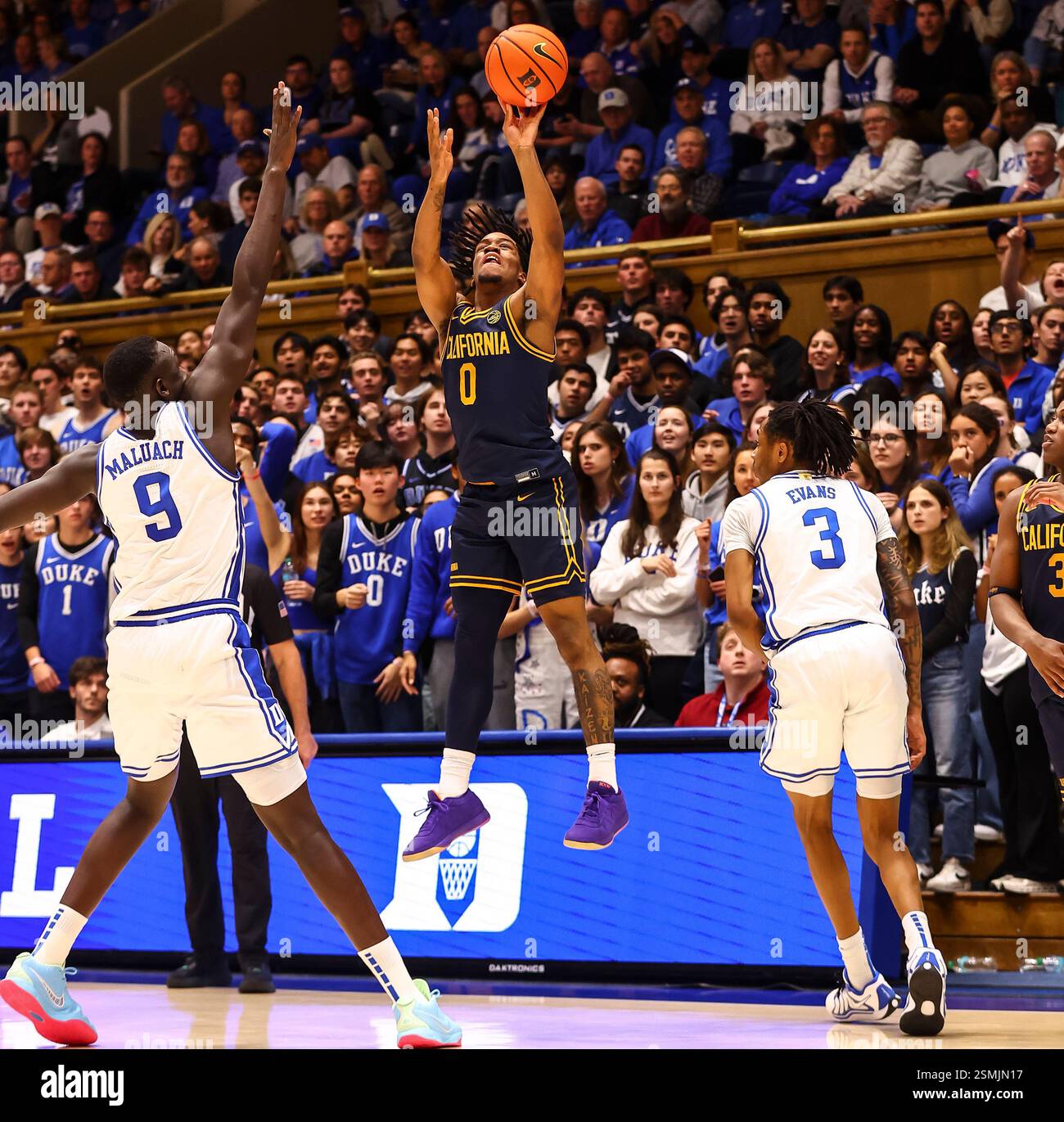 February 12, 2025: California guard Jeremiah Wilkinson (0) shoots at ...