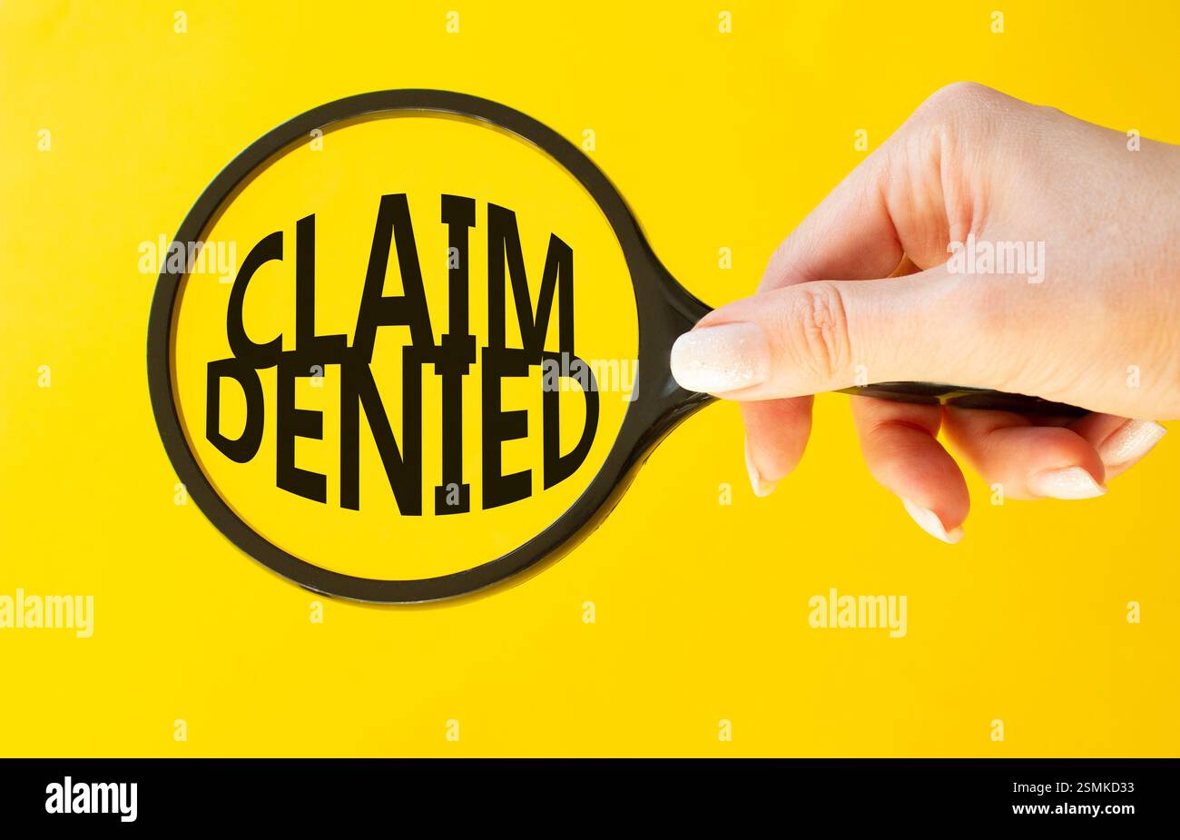 Claim denied symbol. Magnifying Glass with Concept word Claim denied ...