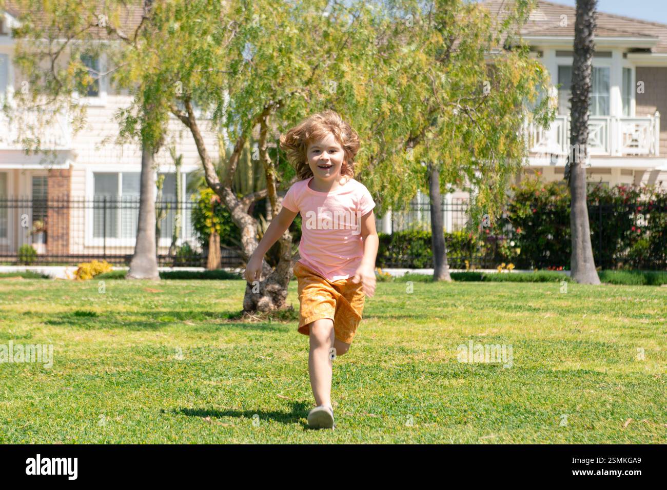Healthy sport activity and running for children. Little boy at race ...