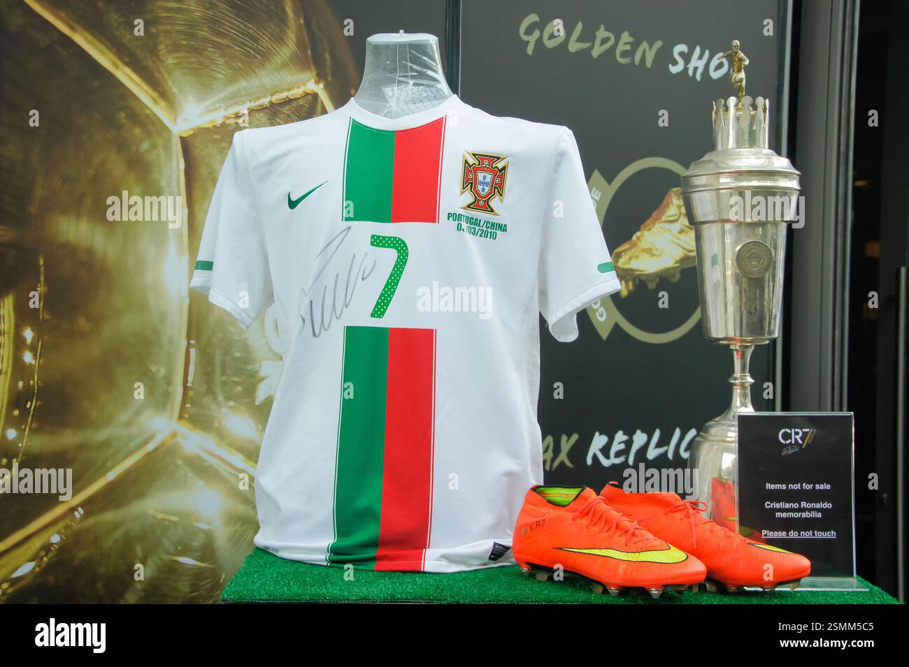 Cristiano Ronaldo memorabilia display in Dubai featuring a signed ...