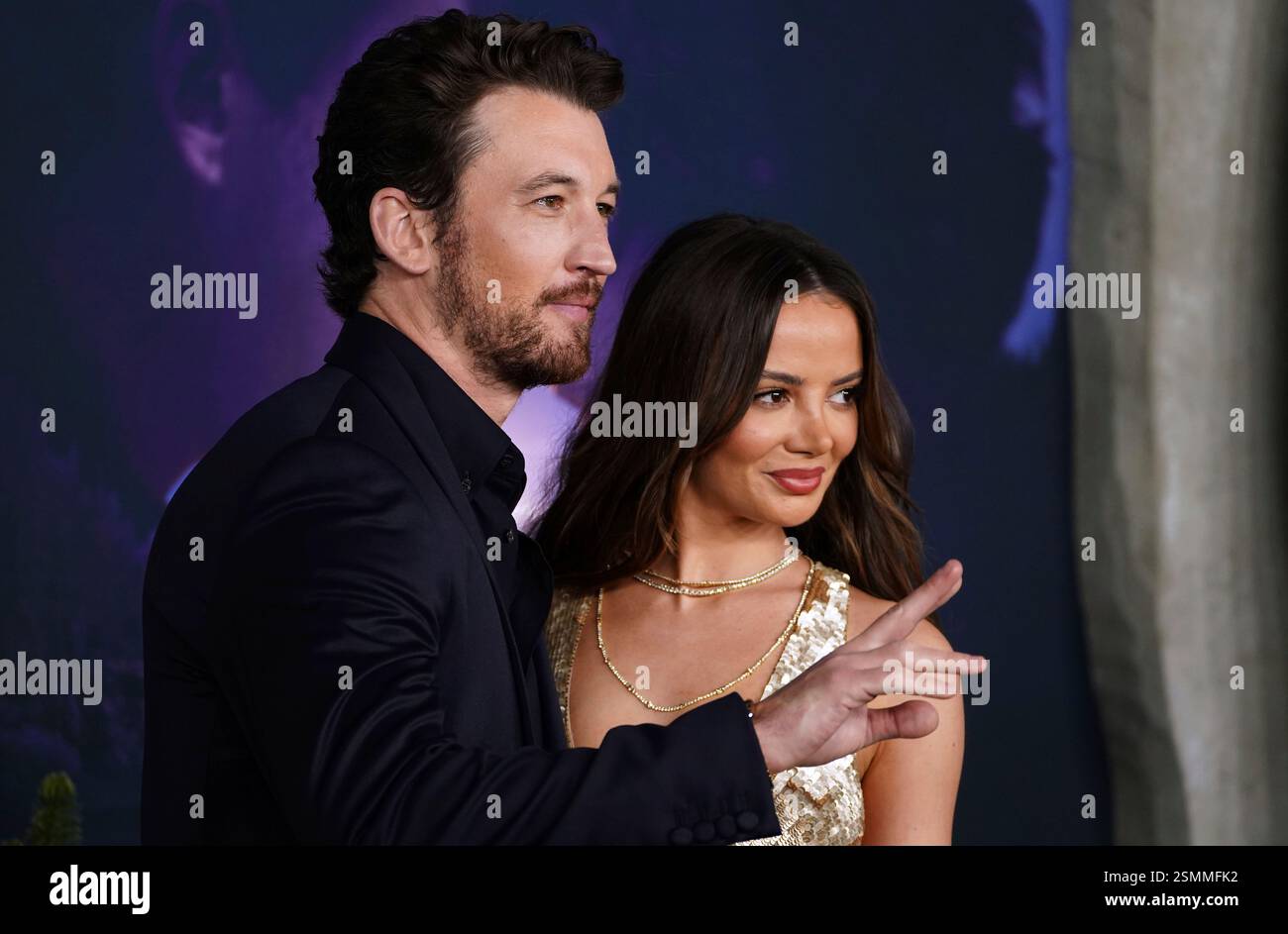 Miles Teller, left, and Keleigh Sperry Teller arrive at the premiere of ...