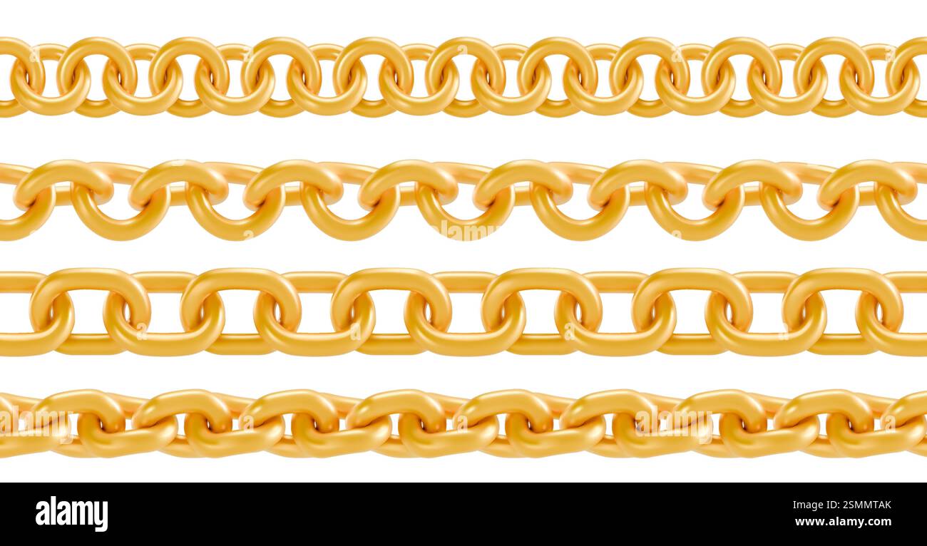 Golden chains collection with different link sizes - shiny metallic ...