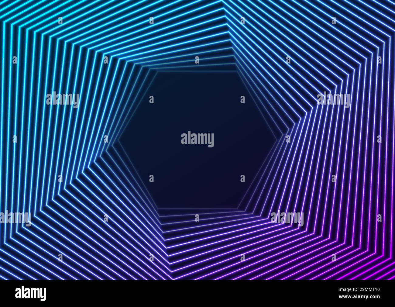 Blue ultraviolet laser hexagonal lines abstract hi-tech neon background. Glowing vector design ...