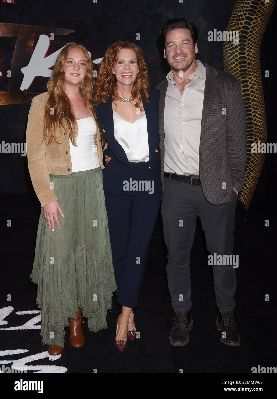 Kate Johnson, Robyn Lively and Bart Johnson arriving to the “Cobra Kai ...