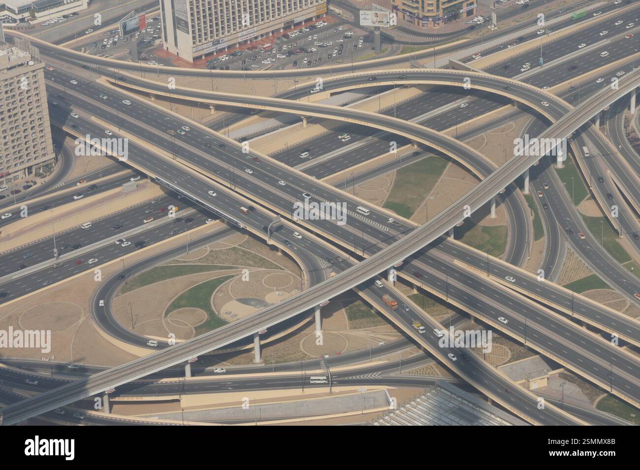 From a bird's-eye view, Dubai's intricate highway interchange teems ...