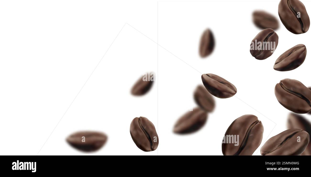 Coffee beans falling on white background. Vector realistic illustration ...