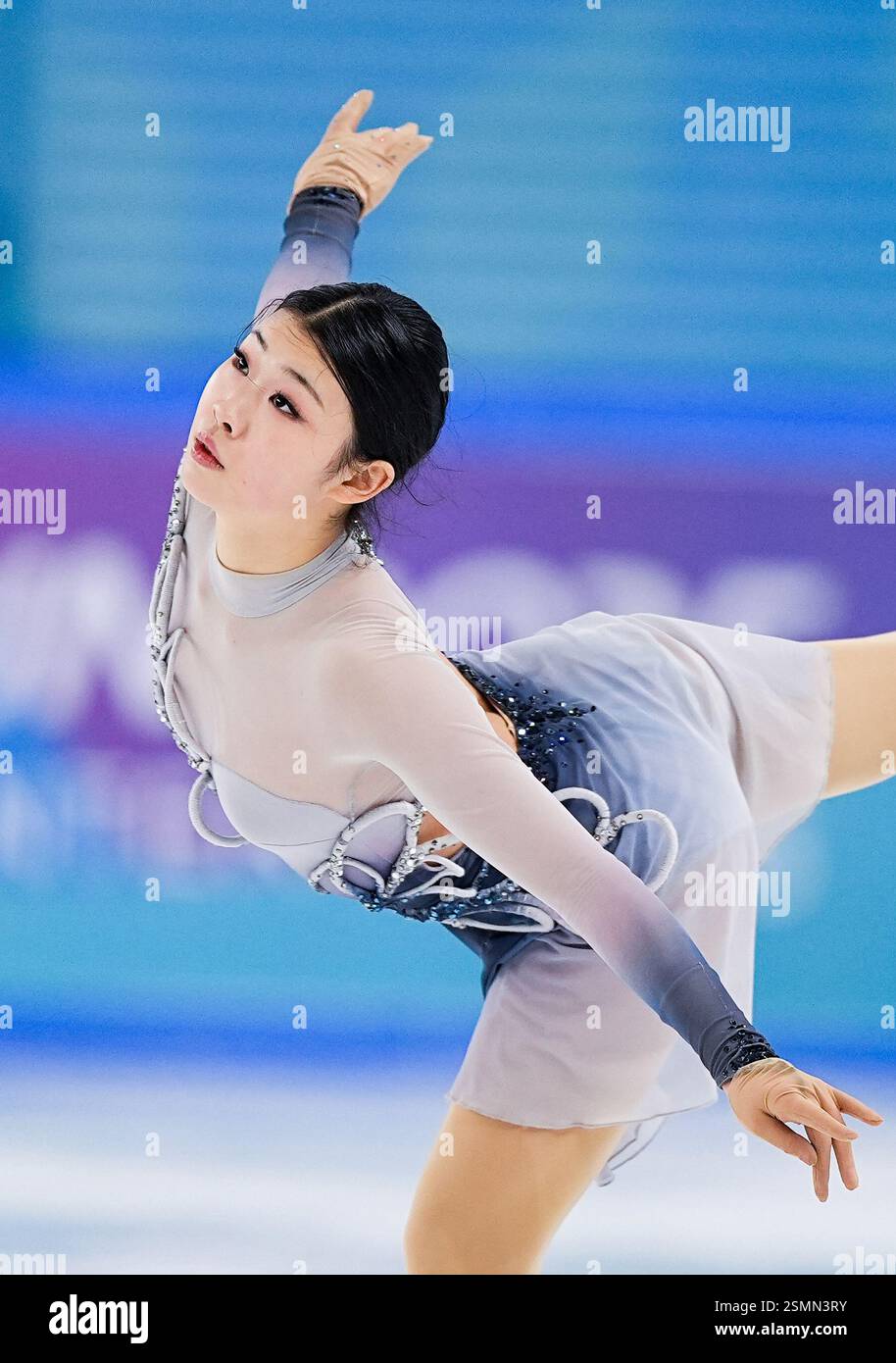 Harbin,China.12th February 2025. An Xiangyi of China competes in the ...